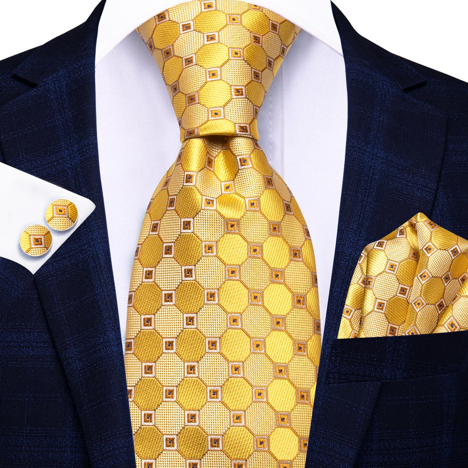 Hi-Tie Floral Black Dark Gray Tie Jacquard Silk Necktie Set for Men